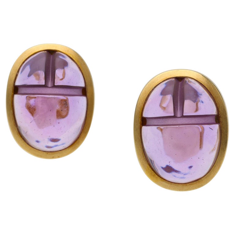 Kieselstein-Cord Gold and Amethyst Ear Clips For Sale at 1stDibs