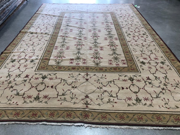 Gold and Beige Floral Rug For Sale at 1stDibs