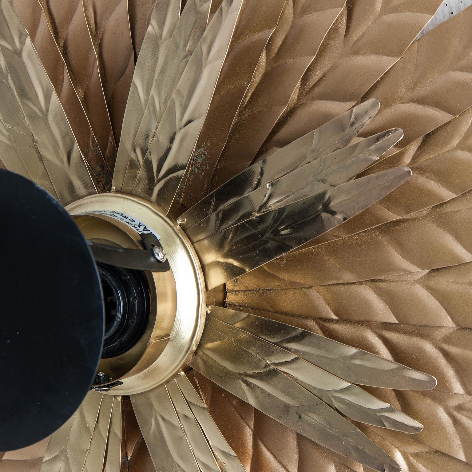 Gold and Black Lacquered Finish Metal Pair of Wall Lights at 1stDibs