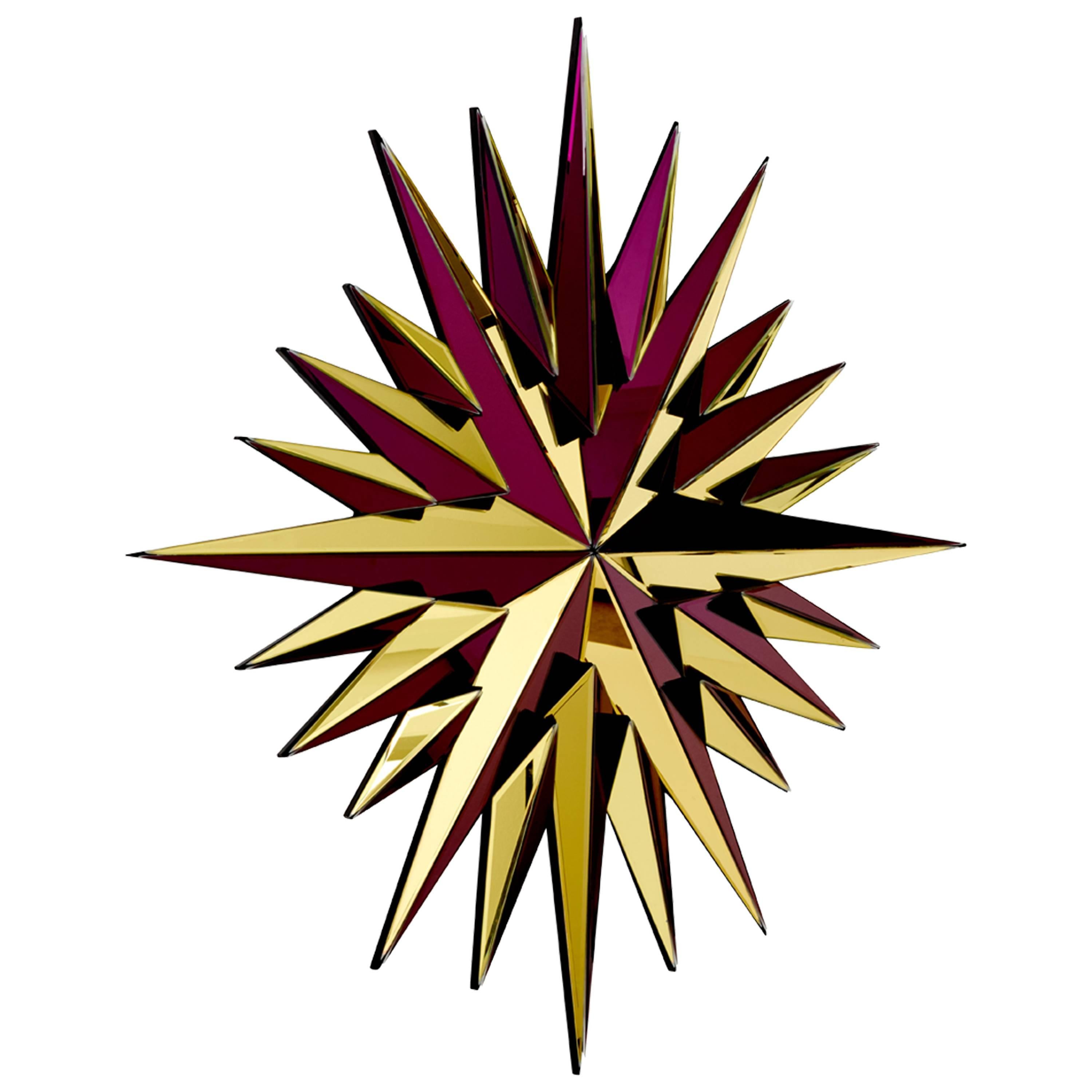 Gold and Burgundy Super Star Mirror For Sale at 1stDibs