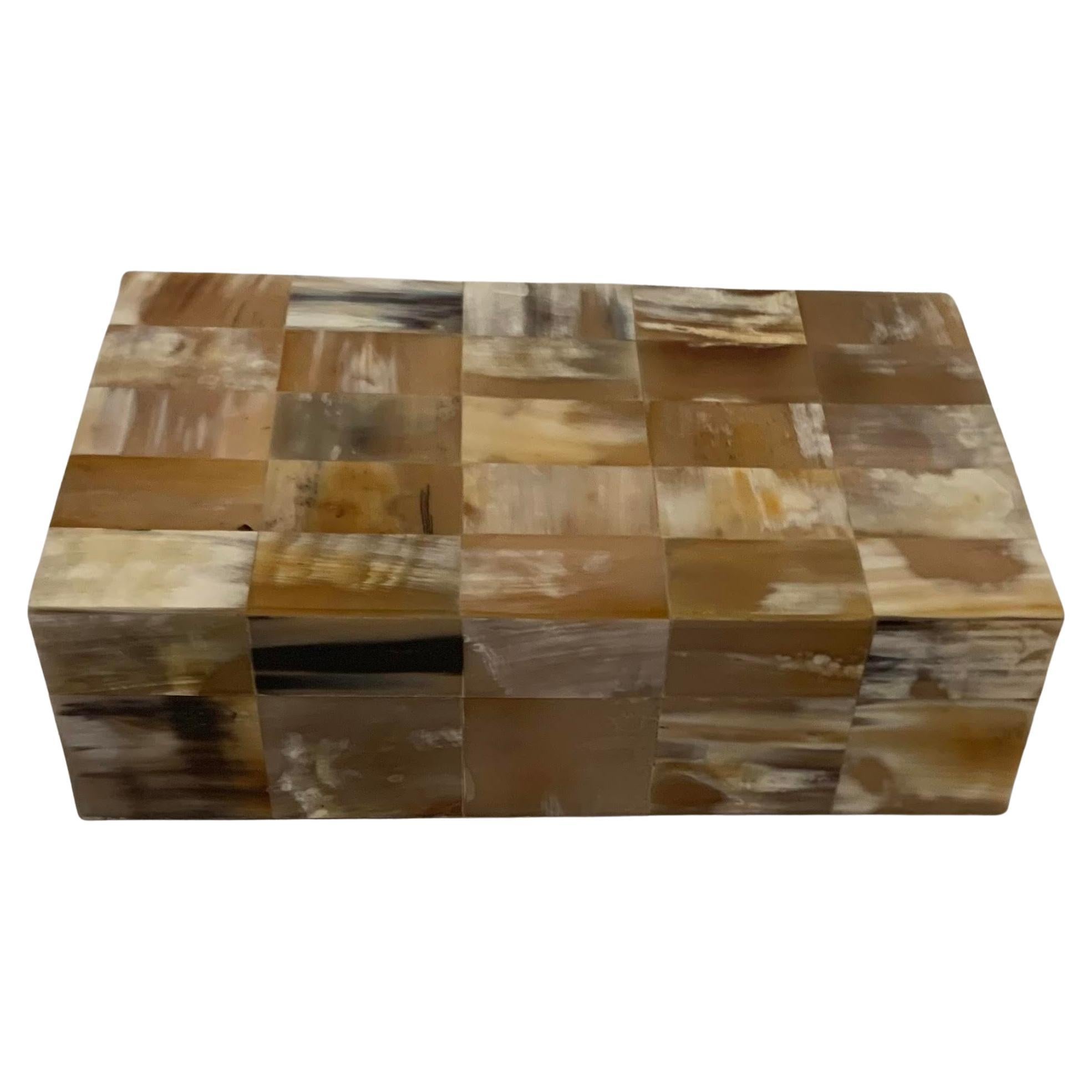 Black and White Square Bone Inlay Box, India, Contemporary at 1stDibs