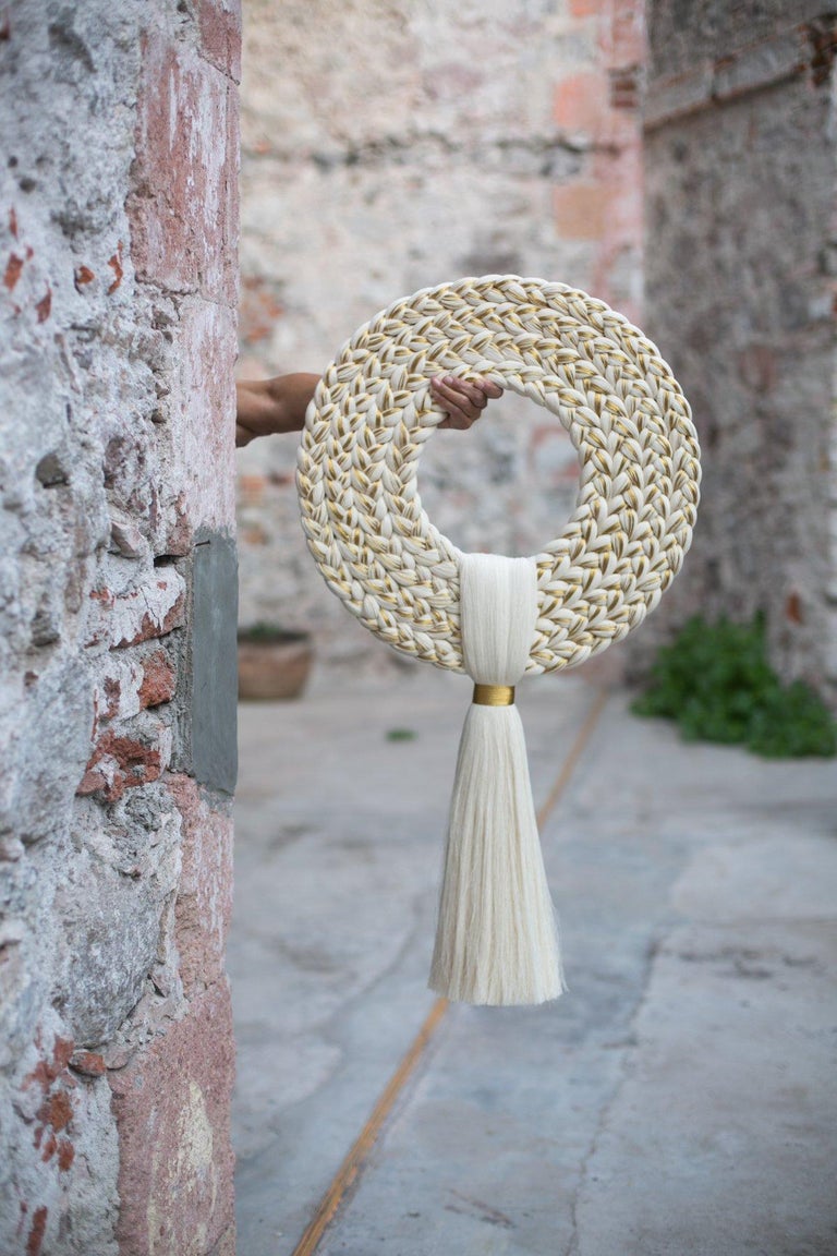 Gold and Cream Handmade Fair Trade Cotton Space Jewelry Wreath Wall ...