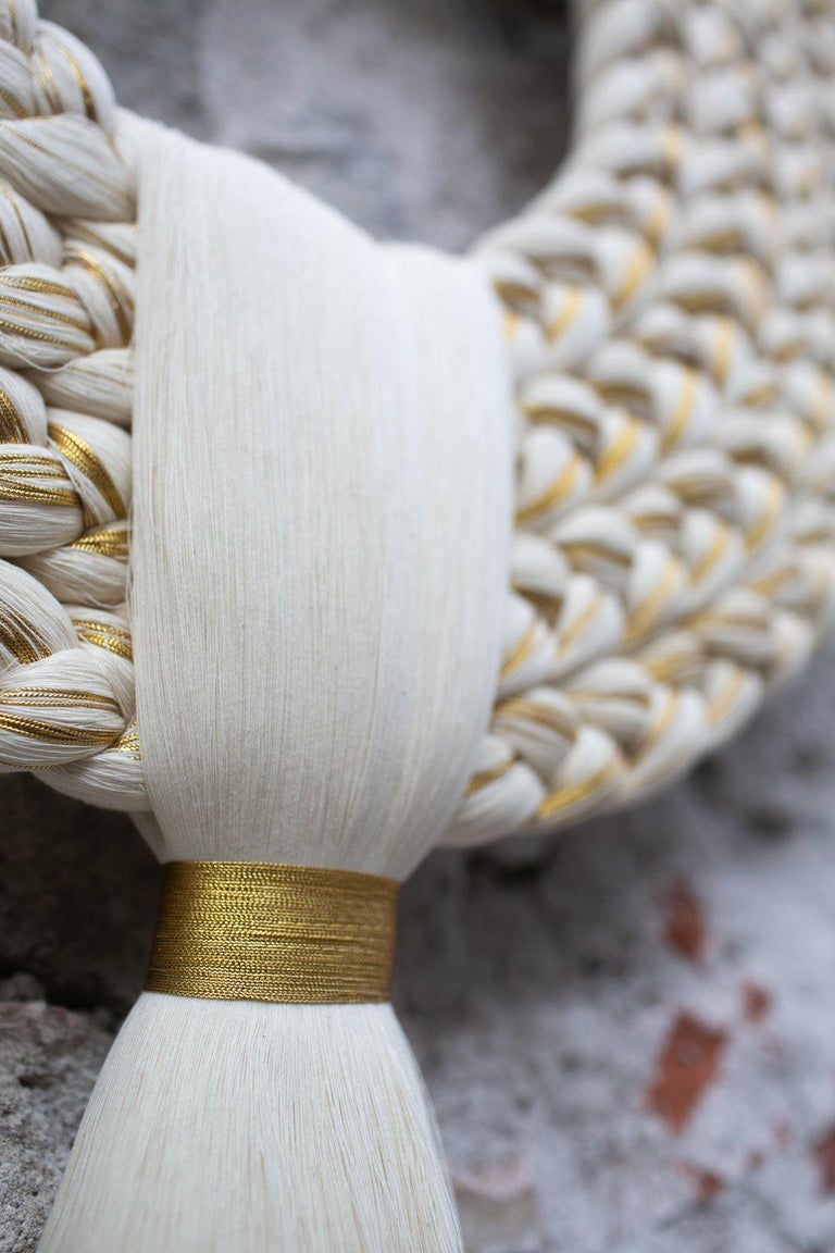 Gold and Cream Handmade Fair Trade Cotton Space Jewelry Wreath Wall ...
