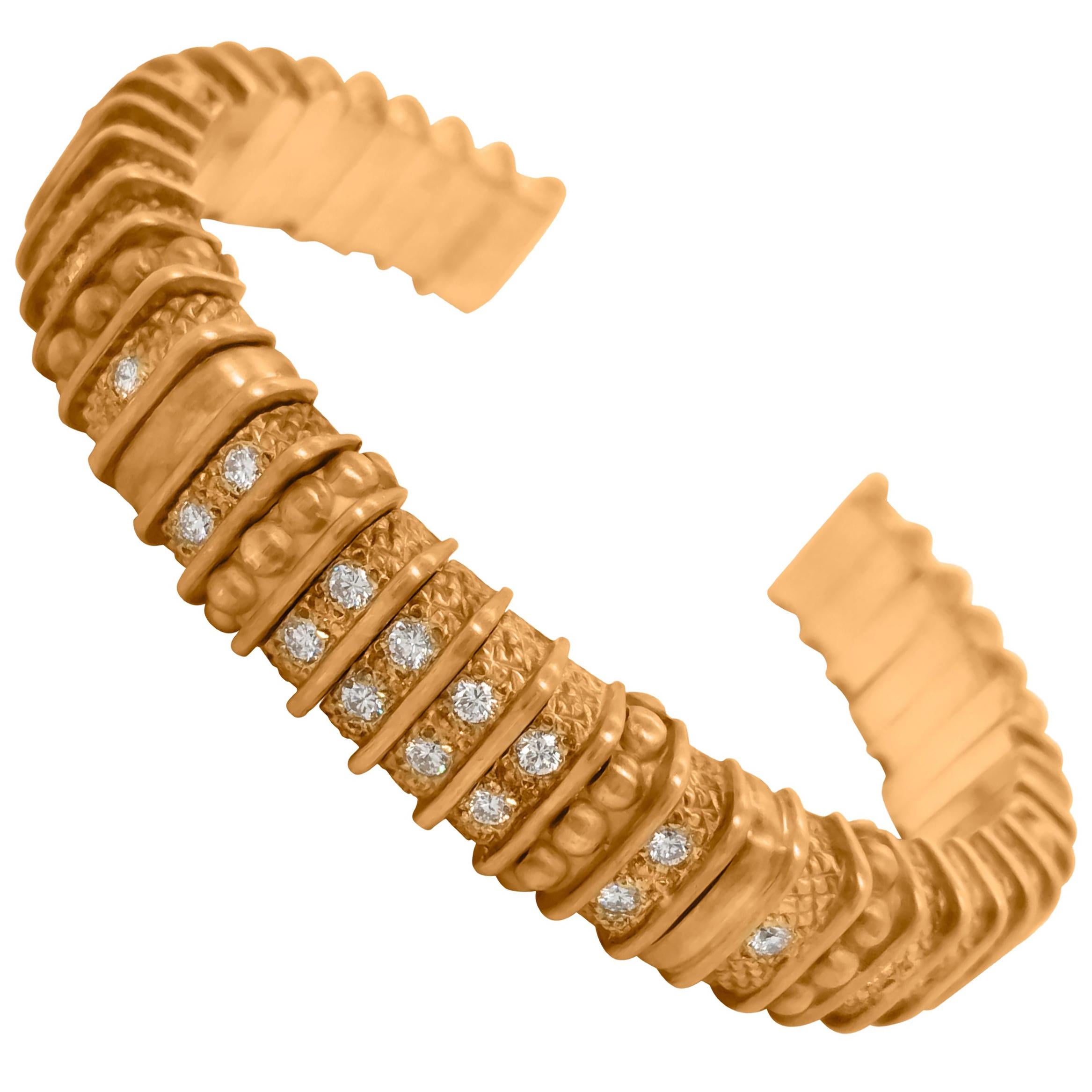 Judith Ripka Mansfield Diamond Gold Link Bracelet at 1stdibs