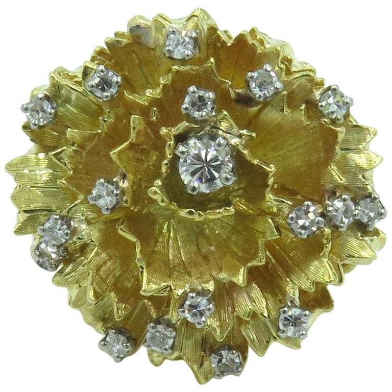 Gold and Diamond Carnation Ring at 1stDibs