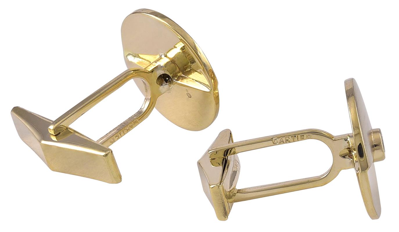 Gold and Diamond Cartier Cufflinks For Sale at 1stDibs