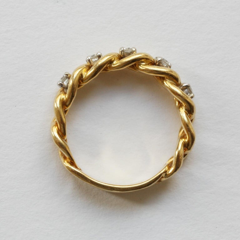 Gold and Diamond Chain Ring at 1stDibs