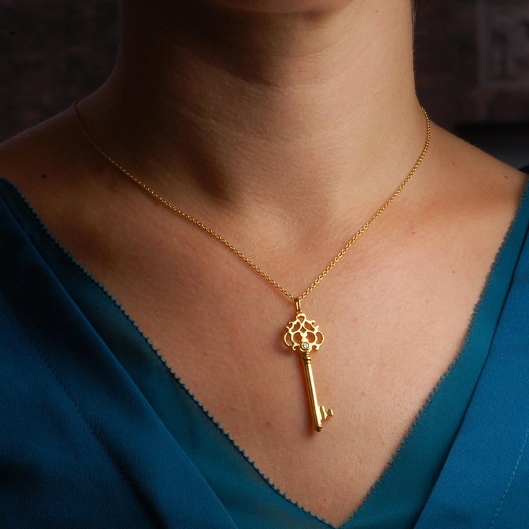Sasha Primak Gold and Diamond Ornate Key Pendant For Sale at 1stDibs