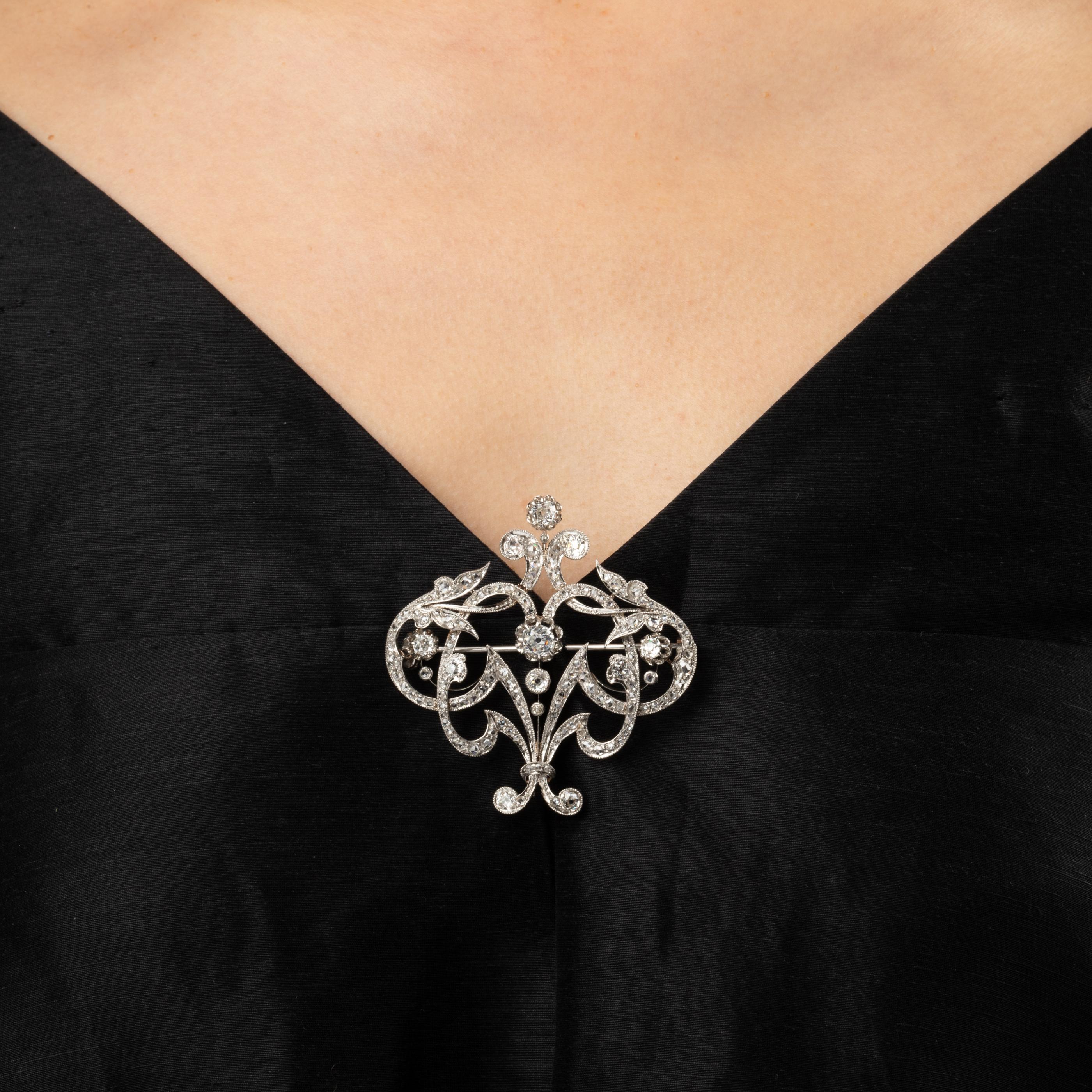 Gold and Diamonds French Belle Epoque Brooch For Sale at 1stDibs | 4 ...