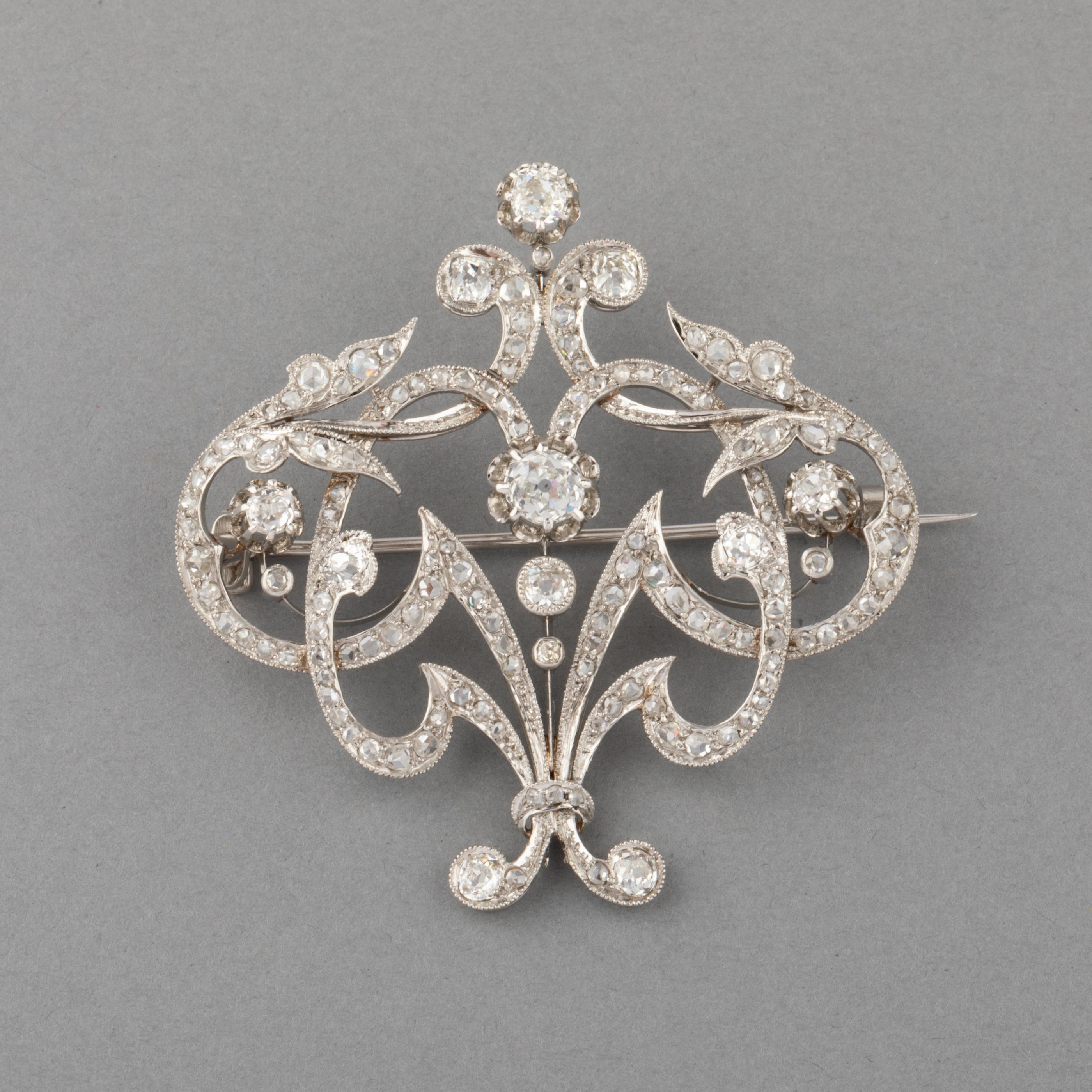 Gold and Diamonds French Belle Epoque Brooch For Sale at 1stDibs | 4 ...