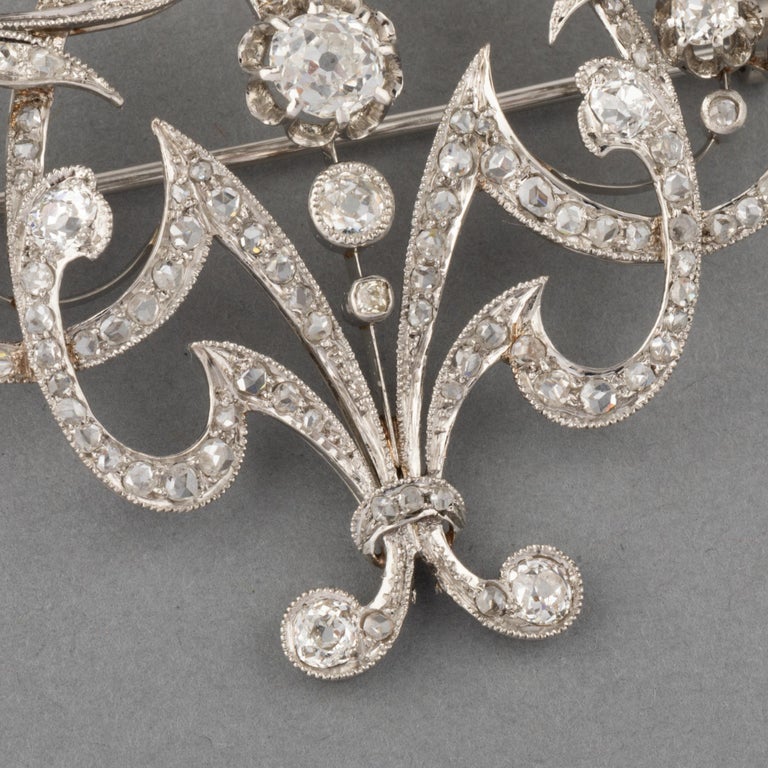 Gold and Diamonds French Belle Epoque Brooch For Sale at 1stDibs
