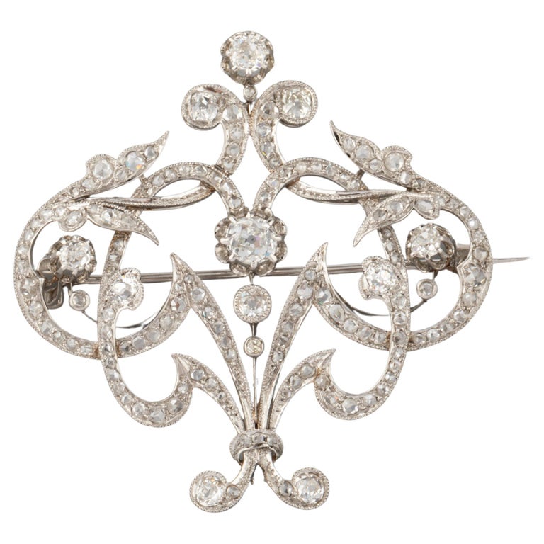 Gold and Diamonds French Belle Epoque Brooch For Sale at 1stDibs