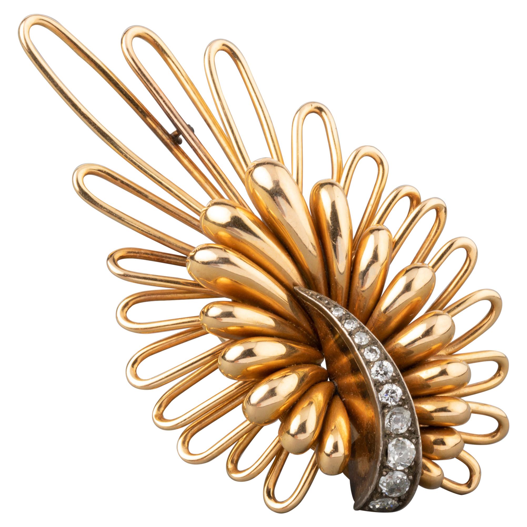 Retro Amethyst and Diamond Brooch at 1stDibs