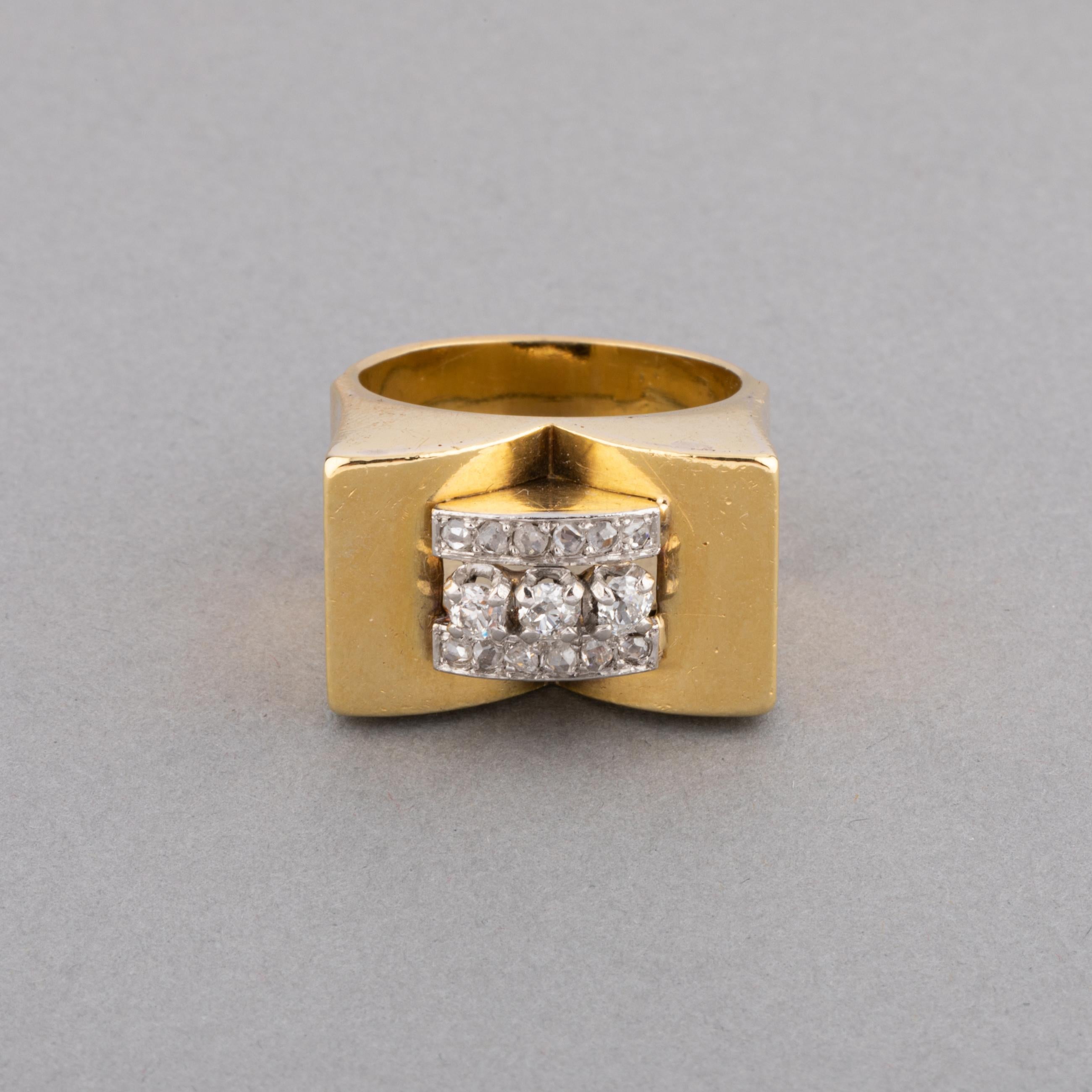 Gold and Diamonds French Retro Ring For Sale at 1stDibs | french gold ...