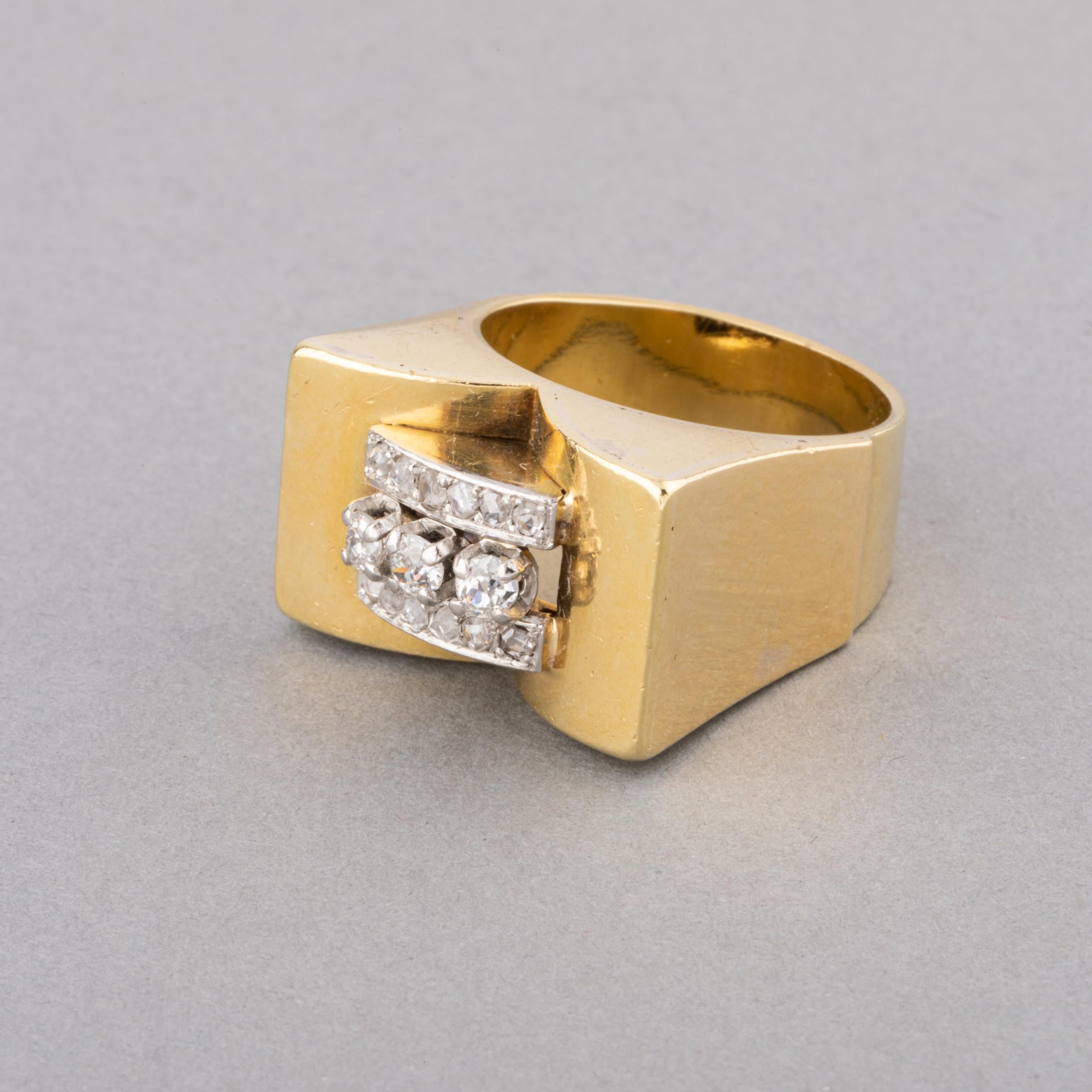 Gold and Diamonds French Retro Ring For Sale at 1stDibs | french gold ...