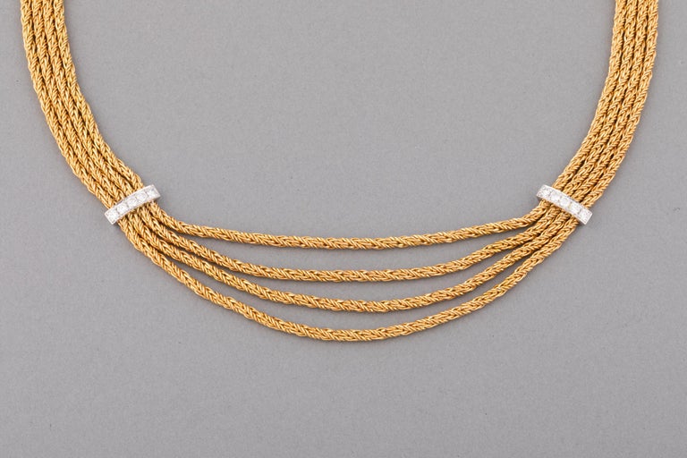 Gold and Diamonds French Vintage Necklace For Sale at 1stDibs