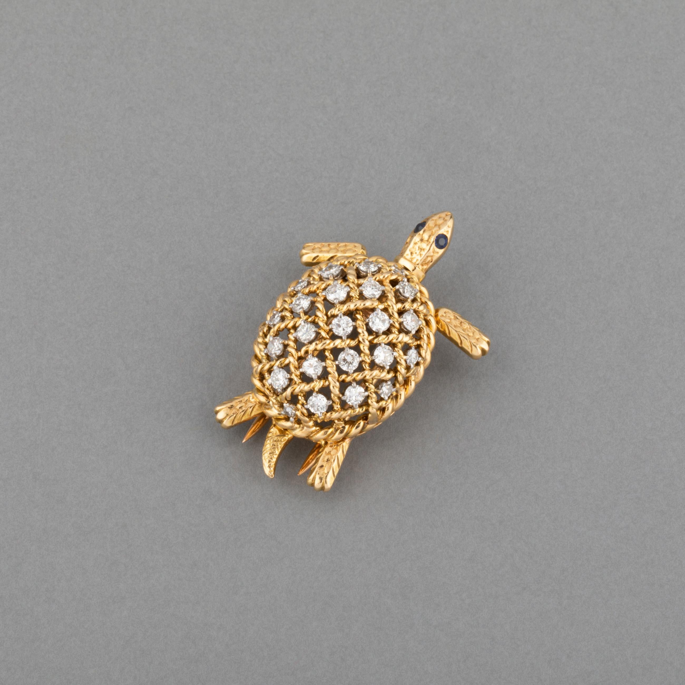 Gold and Diamonds Turtle Brooch by Cartier For Sale at 1stDibs ...