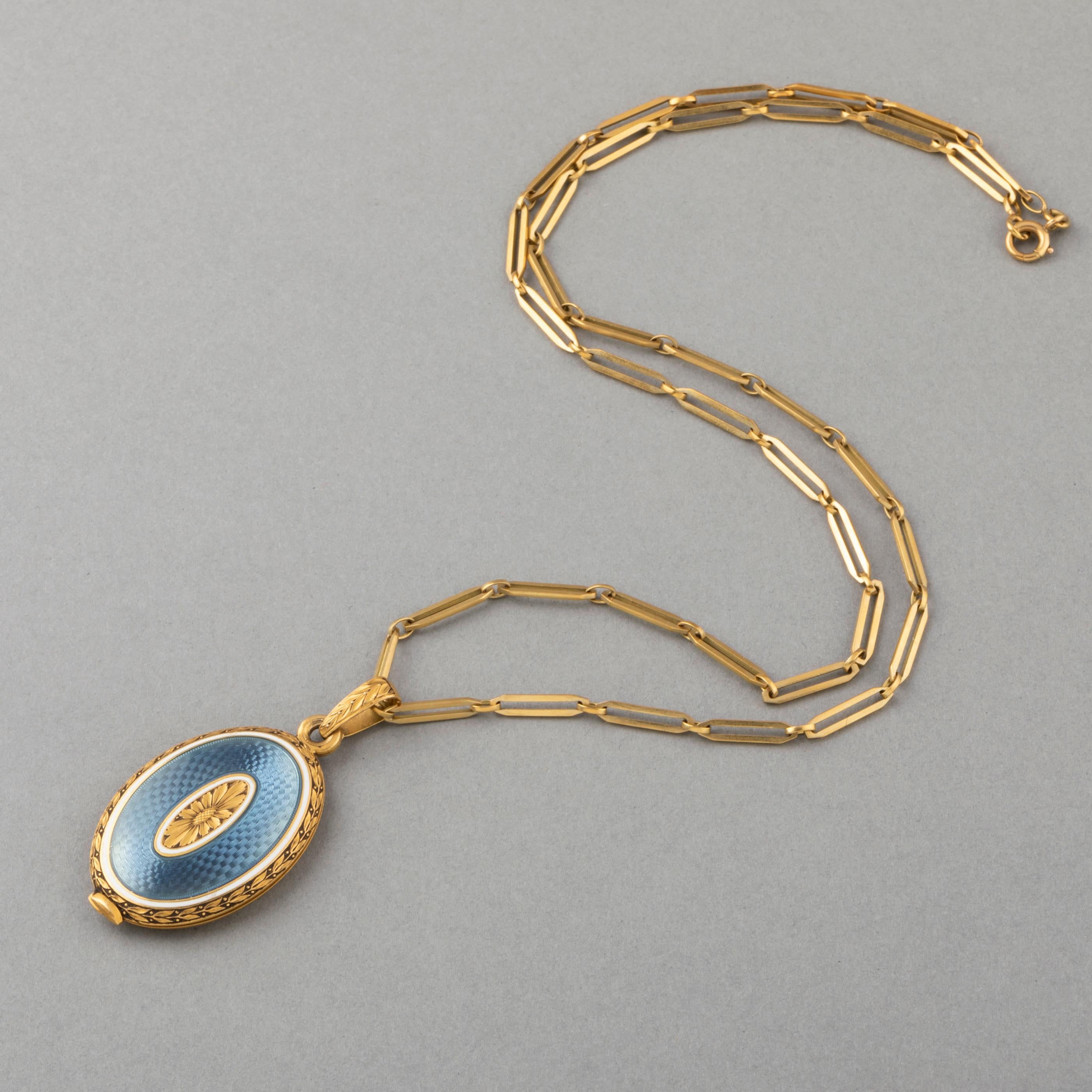 Gold and Enamel French Antique Locket Necklace at 1stDibs | french ...