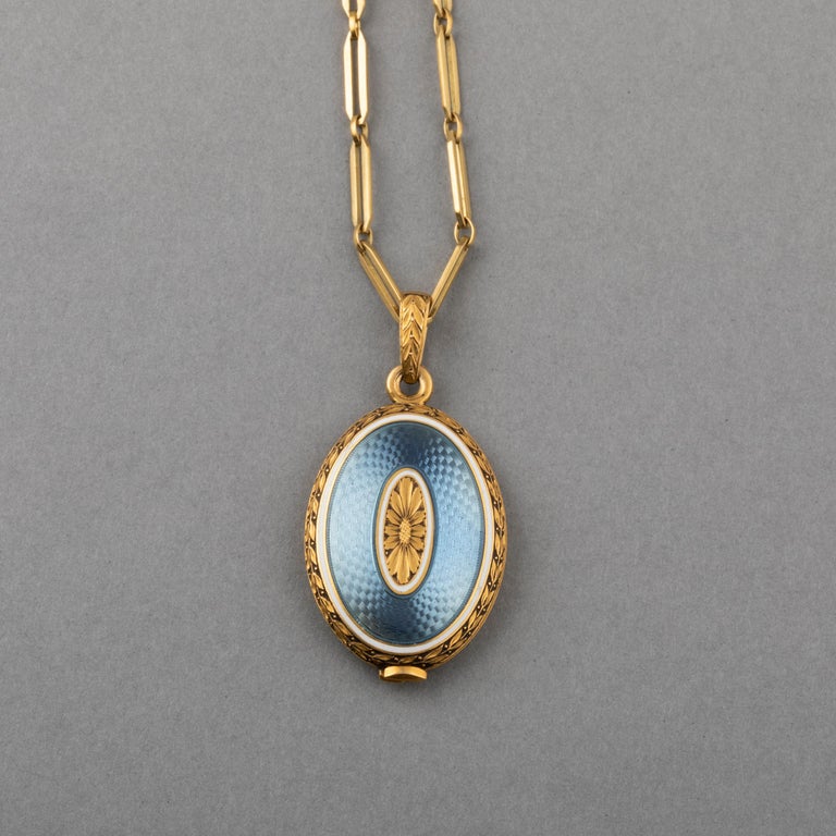 Gold and Enamel French Antique Locket Necklace at 1stDibs | enamel ...