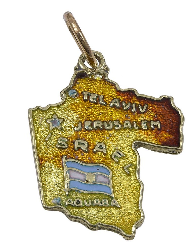 Gold and Enamel Israel Charm For Sale (Free Shipping) at 1stDibs