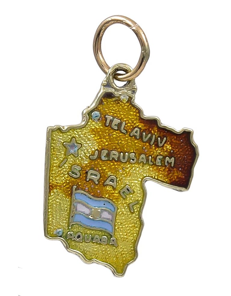 Gold and Enamel Israel Charm For Sale (Free Shipping) at 1stDibs