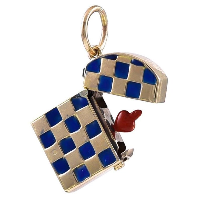 Gold and Enamel Lighter Charm at 1stDibs