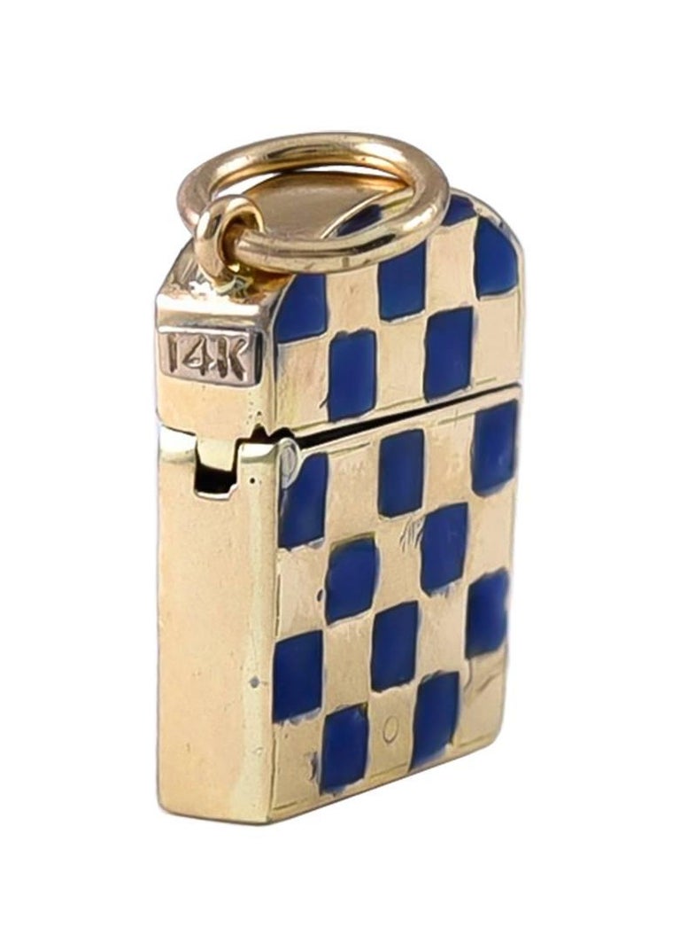 Gold and Enamel Lighter Charm at 1stDibs