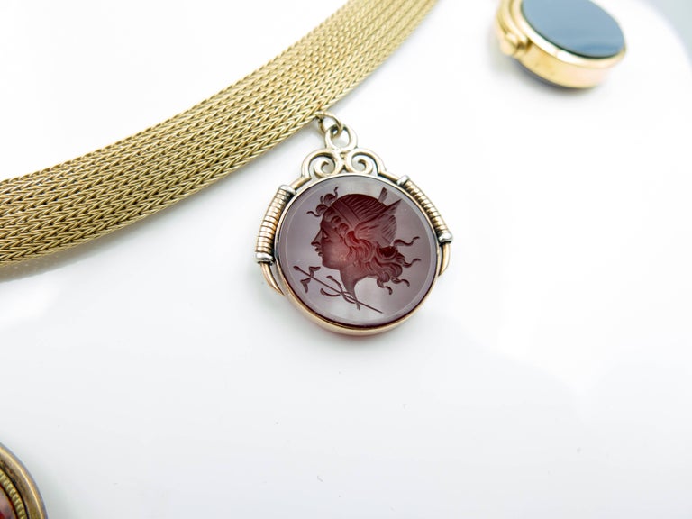 Gold and Hardstone Swivel Fob Necklace at 1stDibs | fob necklace gold ...