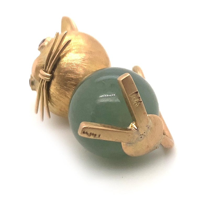 Gold and Jade Cat Charm For Sale at 1stDibs