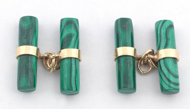 Gold and Malachite Cufflinks at 1stDibs