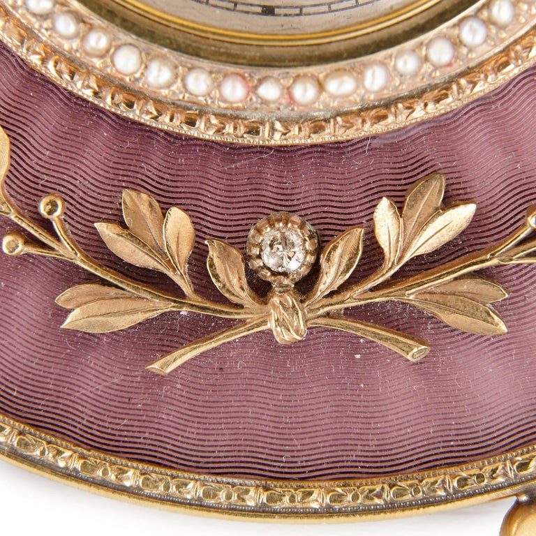 Gold and Pearl Circular Table Clock in the Manner of Fabergé For Sale ...