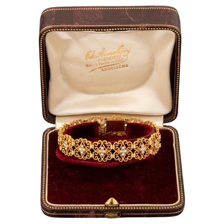 Gold and Pearls French Antique Bracelet For Sale at 1stDibs