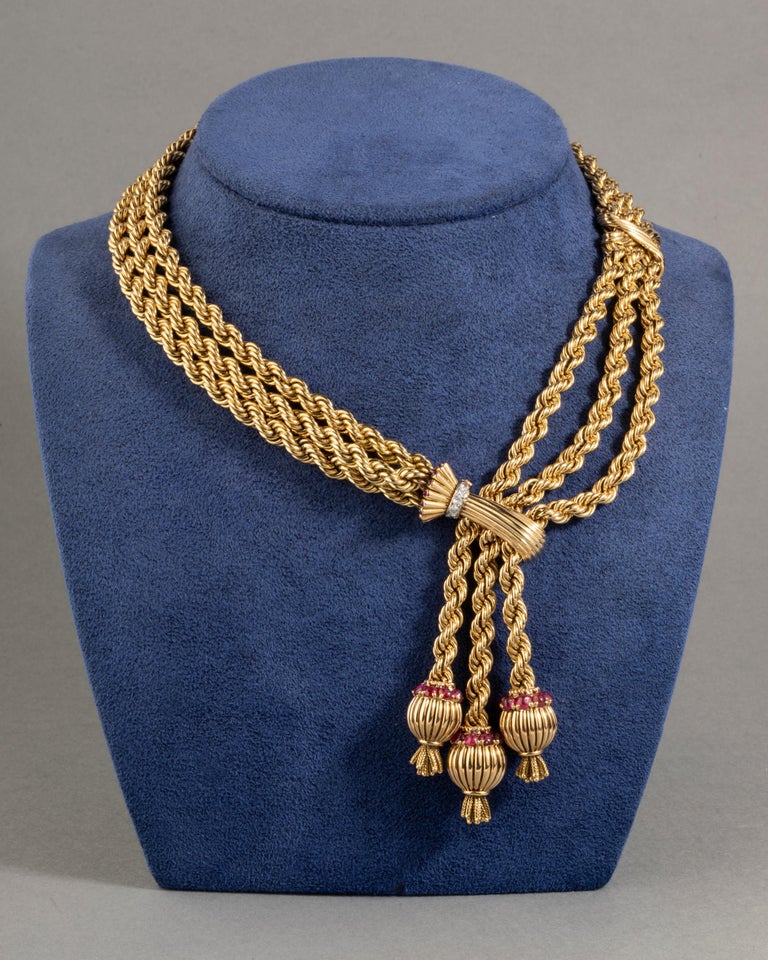 Gold and Precious Stones Necklace by Marchak, Paris at 1stDibs