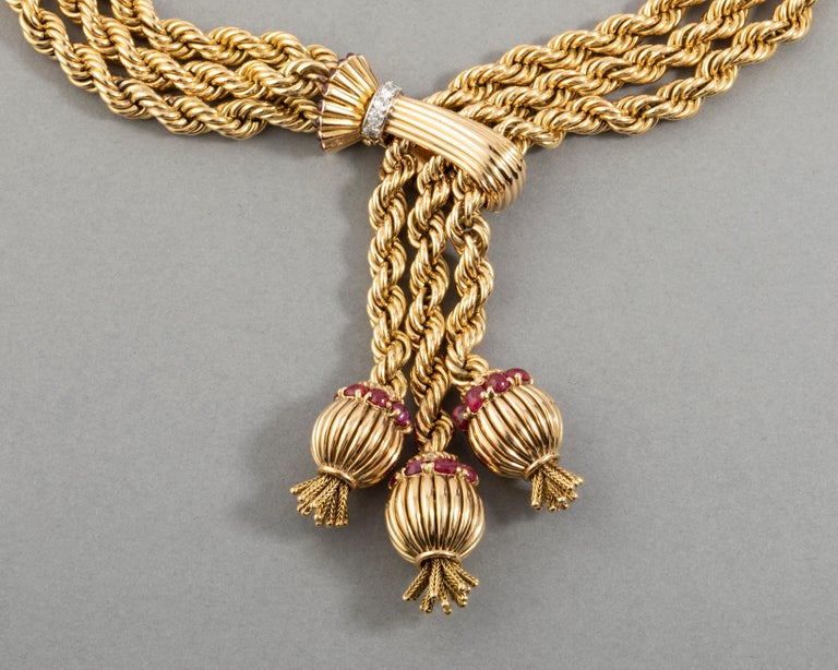Gold and Precious Stones Necklace by Marchak, Paris at 1stDibs