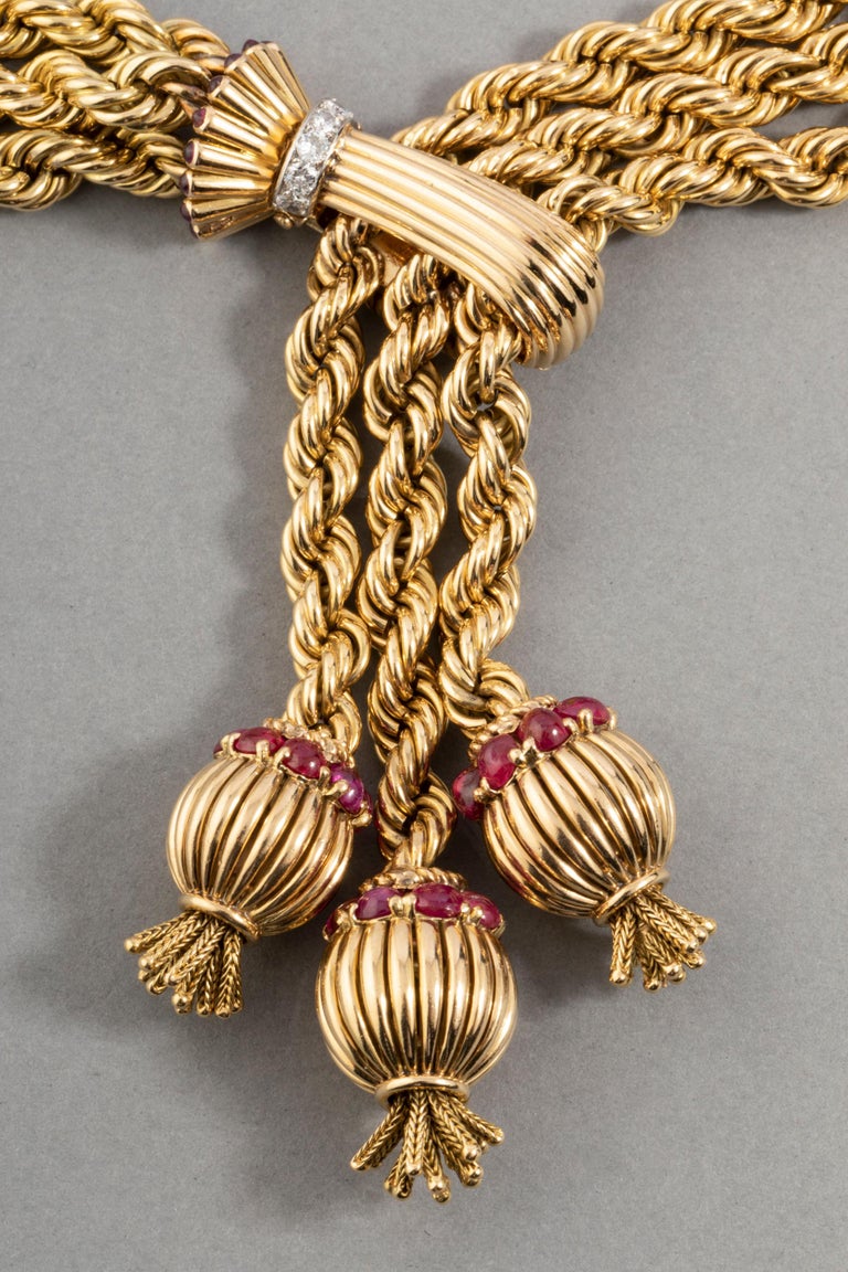 Gold and Precious Stones Necklace by Marchak, Paris at 1stDibs