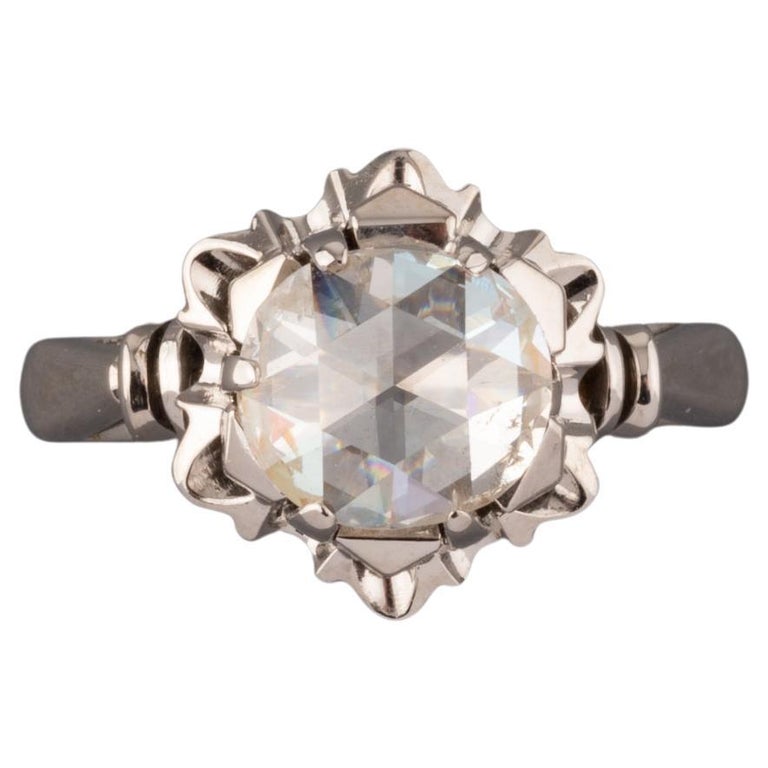 Gold and Rose Cut Diamond French Antique Ring For Sale at 1stDibs