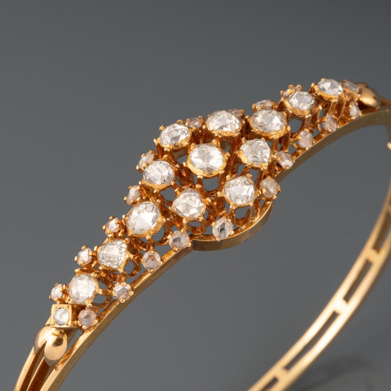 Gold and Rose cut Diamonds Antique Bracelet For Sale at 1stDibs