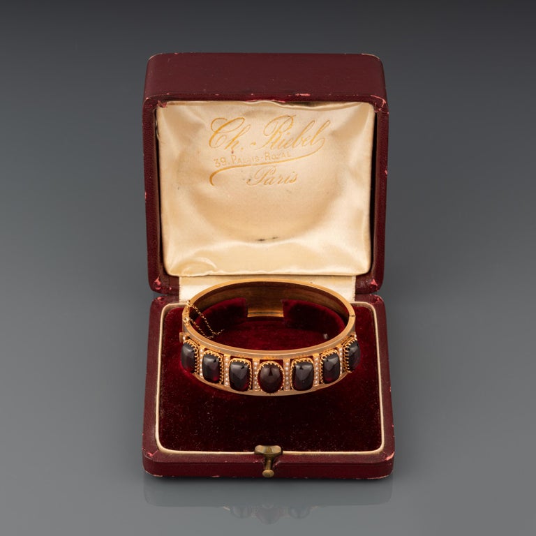 Gold and Rubellites French Antique Bracelet For Sale at 1stDibs