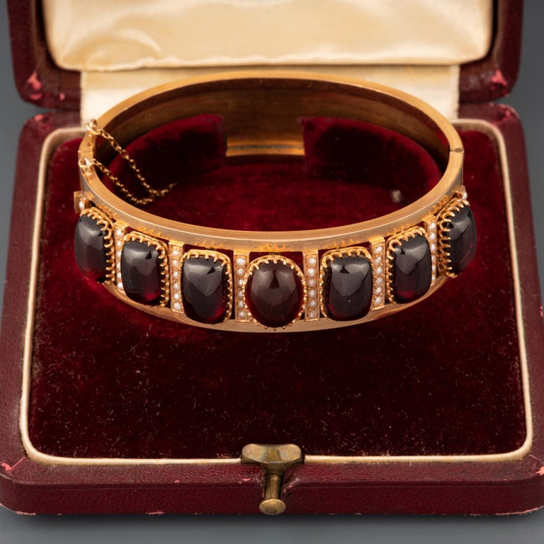 Gold and Rubellites French Antique Bracelet For Sale at 1stDibs