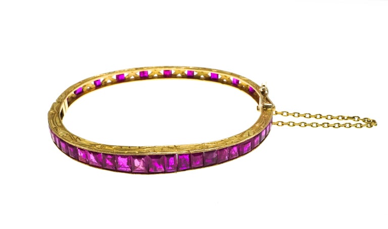 Gold and Ruby Bangle Bracelet For Sale at 1stDibs | ruby bangles gold
