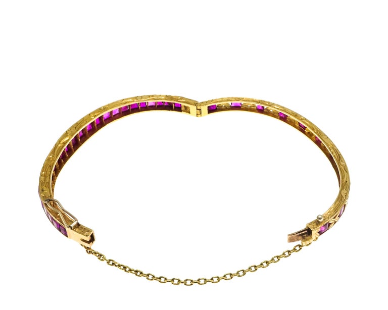 Gold and Ruby Bangle Bracelet For Sale at 1stDibs | ruby bangles gold