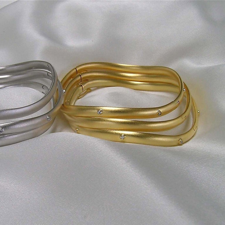 Gold and Ruby Wave Bangle For Sale at 1stDibs