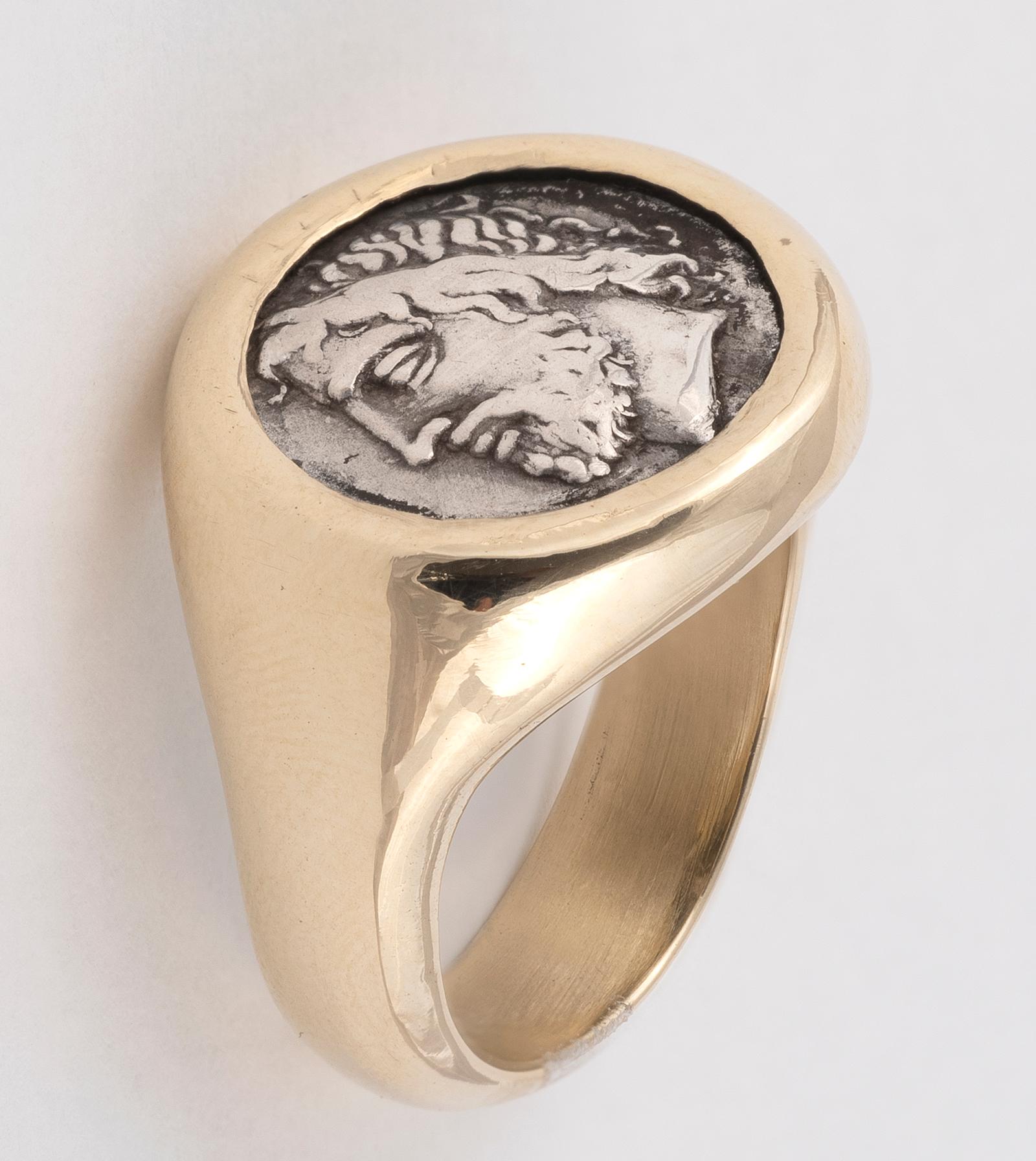 Gold and Silver Greek Zeus Coin Ring at 1stDibs | gold greek ring ...