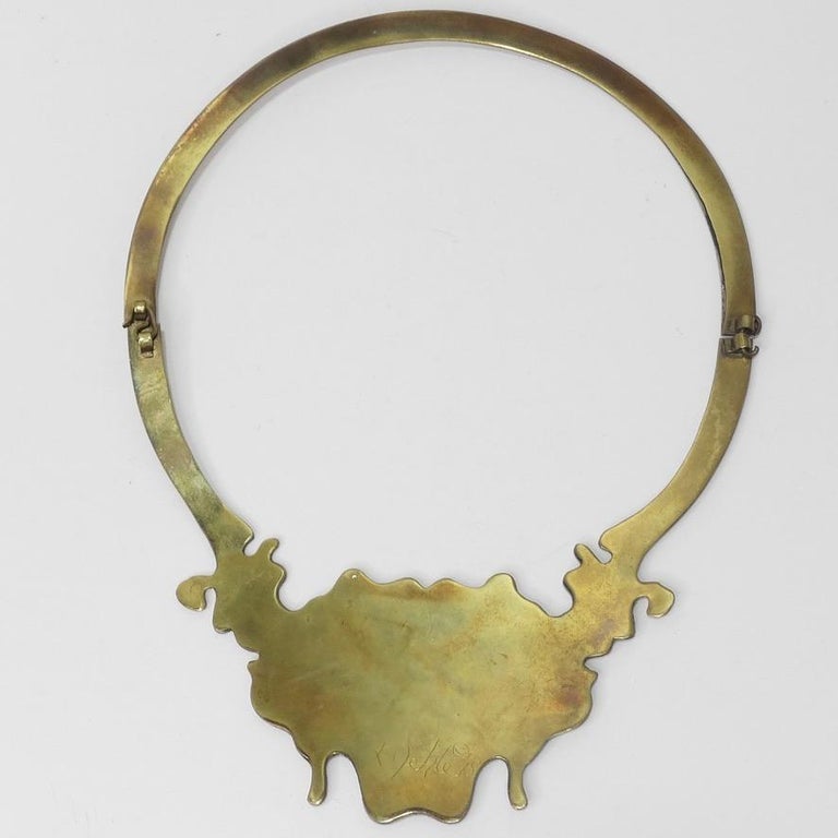 Gold and Silver Plated Abstract Necklace For Sale at 1stDibs