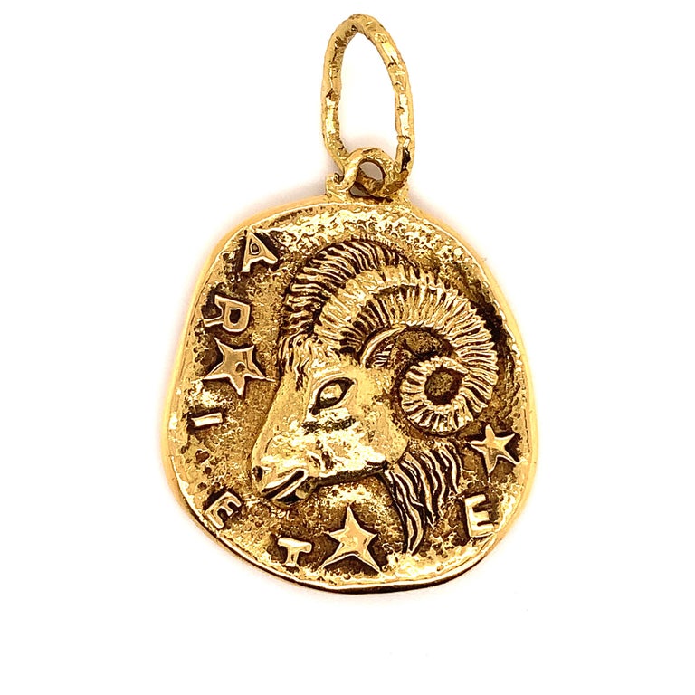 Gold Aries Pendant at 1stDibs | aries pendant gold, aries gold pendant