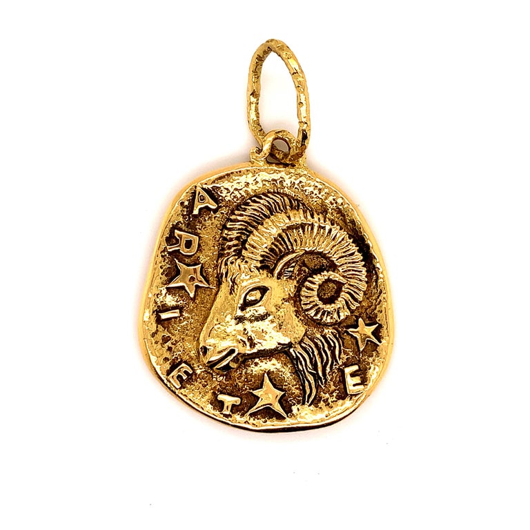 Gold Aries Pendant at 1stDibs | aries pendant gold, aries gold pendant