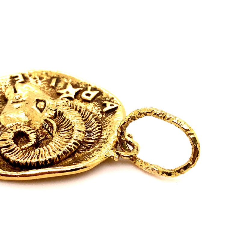 Gold Aries Pendant at 1stDibs | aries pendant gold, aries gold pendant