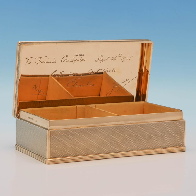 Art Deco 9 Carat Gold Cigar Box Made by Asprey and Co. in London 1928 ...