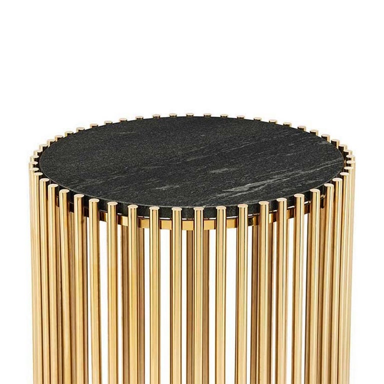 Gold Bars Black Side Table For Sale at 1stDibs
