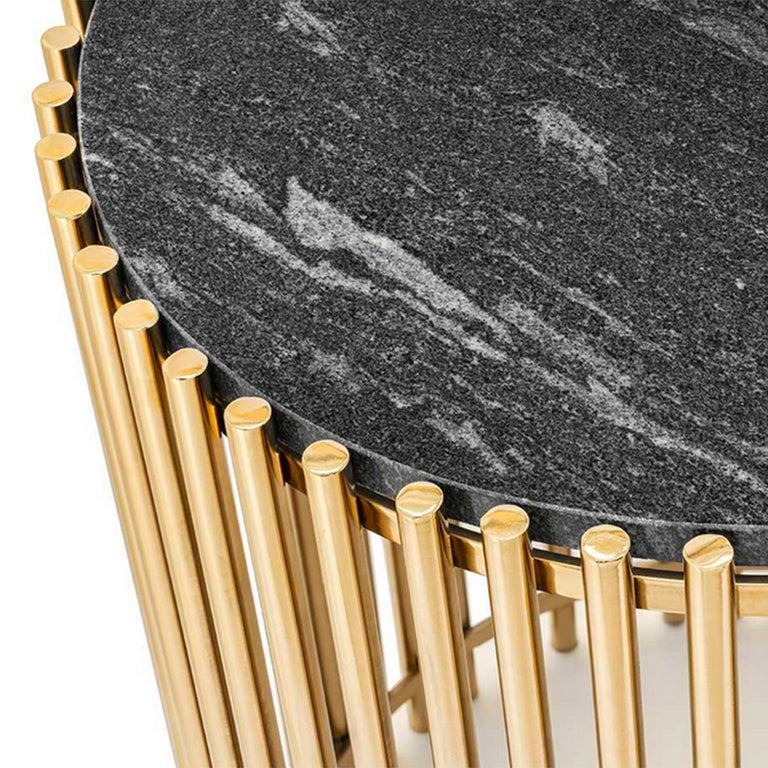 Gold Bars Black Side Table For Sale at 1stDibs